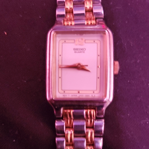 Seiko | Accessories | Seiko Gold And Silver Rectangular Watch | Poshmark